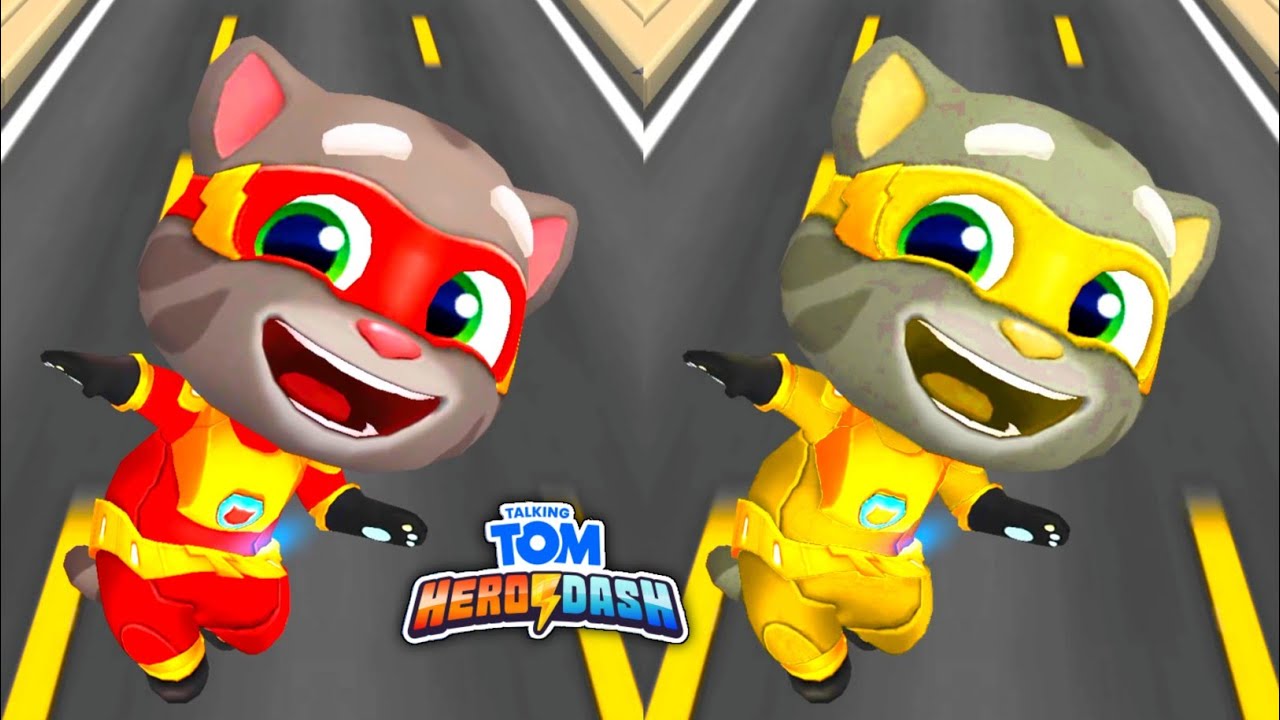 Talking Tom Hero Dash 2x Super Tom Red + Yellow Color Android Gameplay ...
