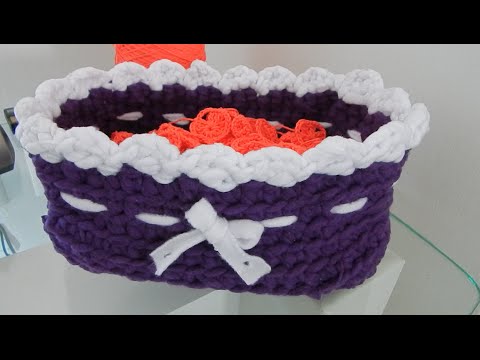 Cesta Canasto Rectangular Trapillo Crochet Ganchillo - YouTube