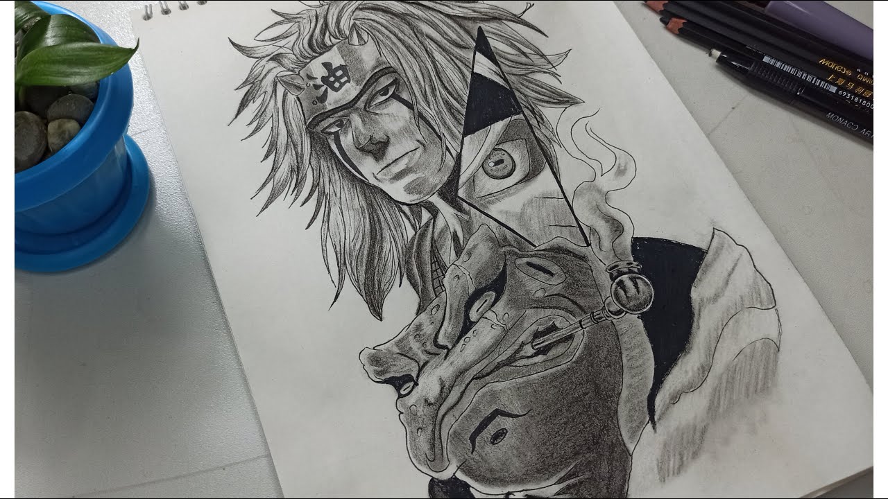How to draw Jiraiya / Drawing of Jiraiya and Gamabunta from Naruto ...