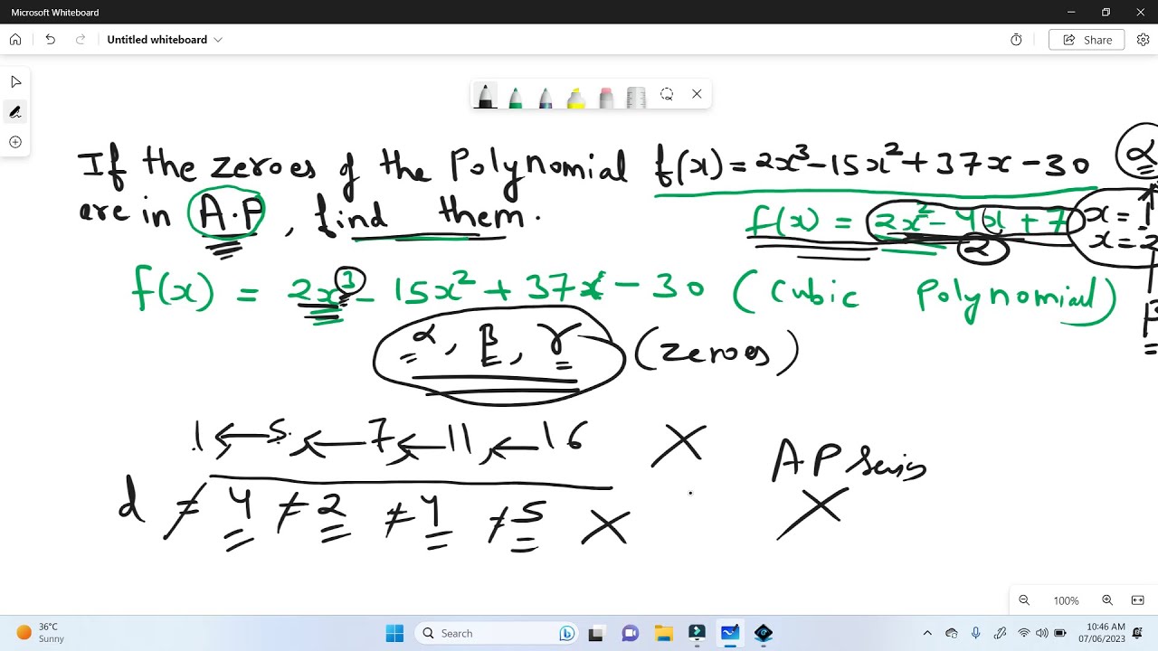 If The Zeroes Of The Polynomial F x 2x 3 15x 2 37x 30 Are In A P Find