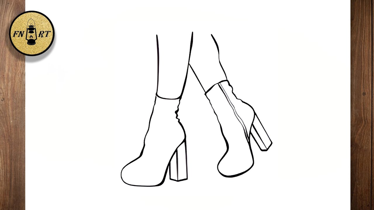 How to draw a high heel boot - YouTube