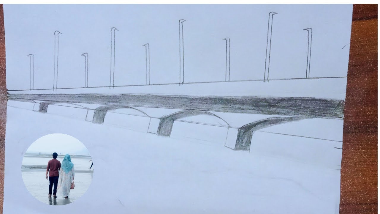 How to draw a Meghna Bridge//Meghna setu drawing - step by step for ...