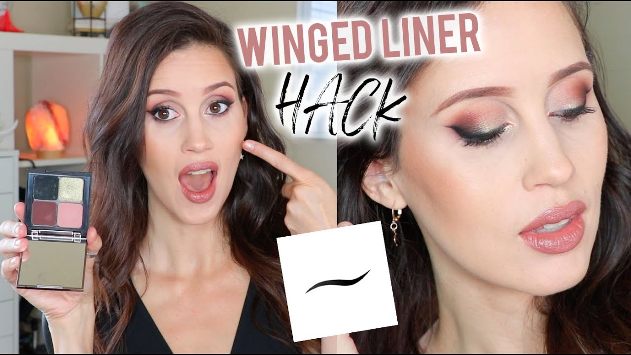 Winged eyeliner hack for the lazy girl! - YouTube
