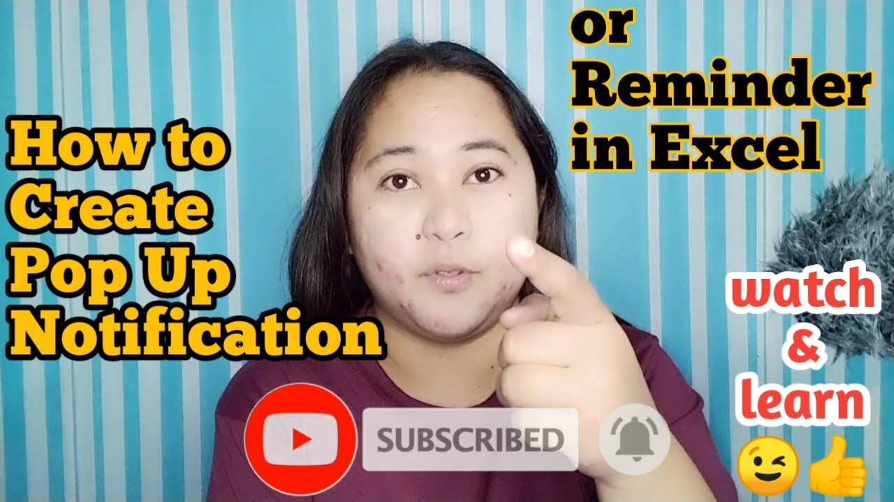 How to Create a reminder or Pop Up Notification in Excel Tagalog ...
