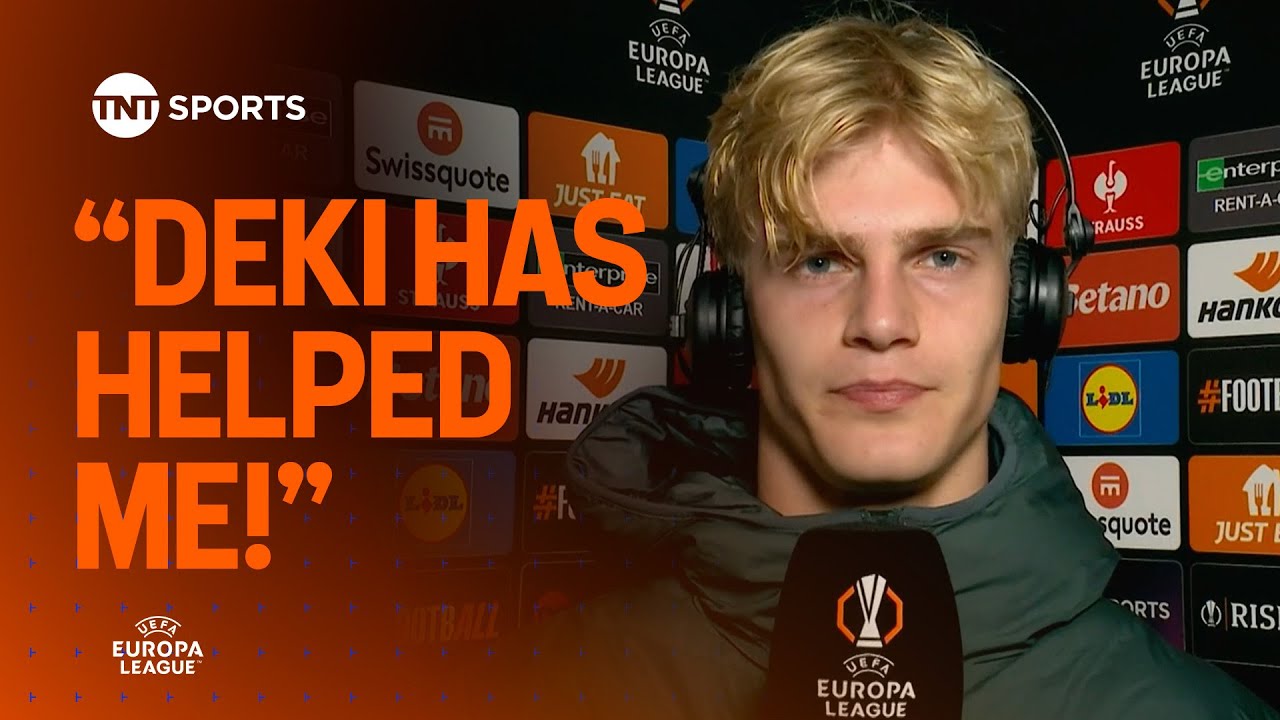 Lucas Bergvall reacts after Tottenham's Europa League victory against AZ Alkmaar 🔥 #UEL - YouTube