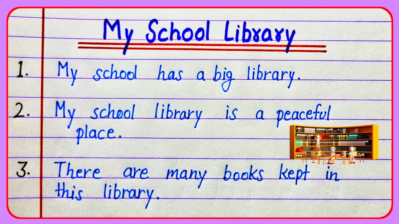 10 lines on My School library in english || My School library essay in ...