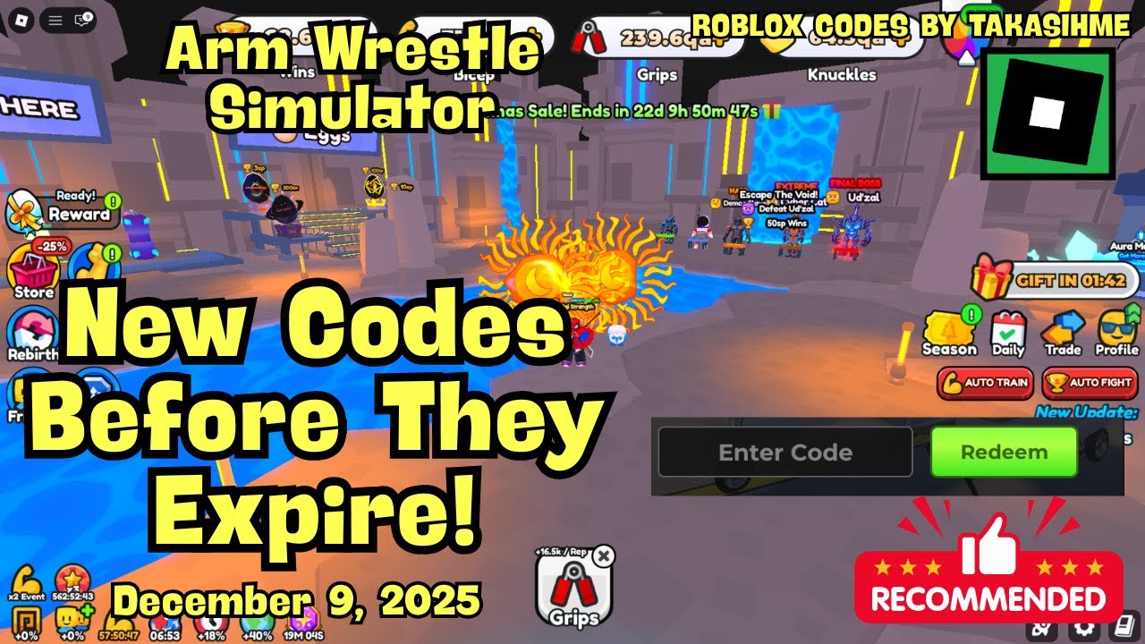 New Update CODES Arm Wrestle Simulator Roblox, December 9, 2025 - YouTube