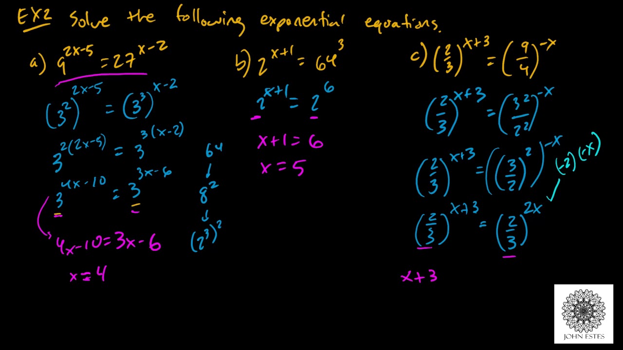 How to Solve Elementary Exponential Equations (Common Base) - YouTube