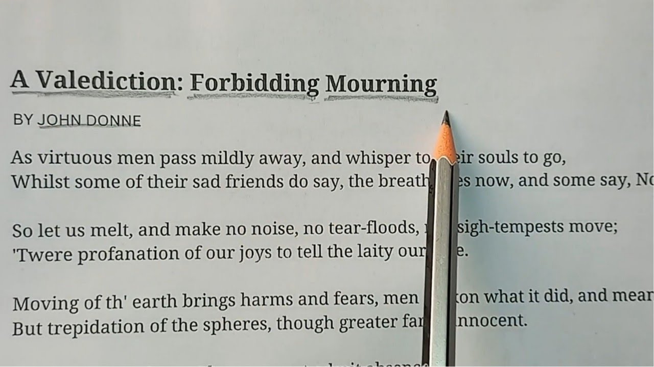 A Valediction: Forbidding Mourning - John Donne (Hindi Explanation ...