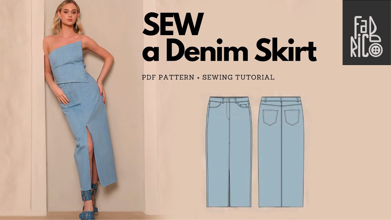 How to sew a trendy maxi Denim Skirt. Sewing Tutorial. - YouTube