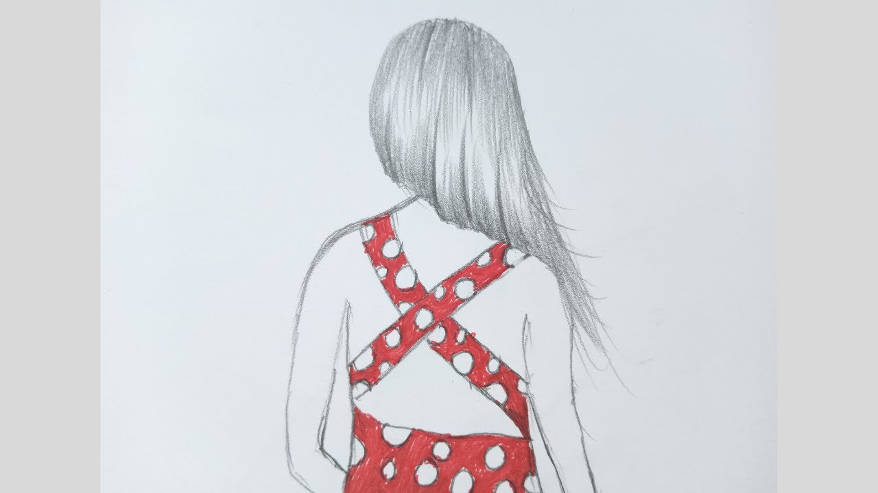 How to draw a girl easy back side Drawing of a girl easy step by step ...