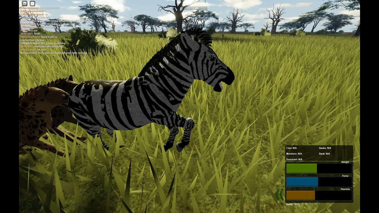 Wild Savanna (Roblox) zebra noob eaten by hyenas - YouTube