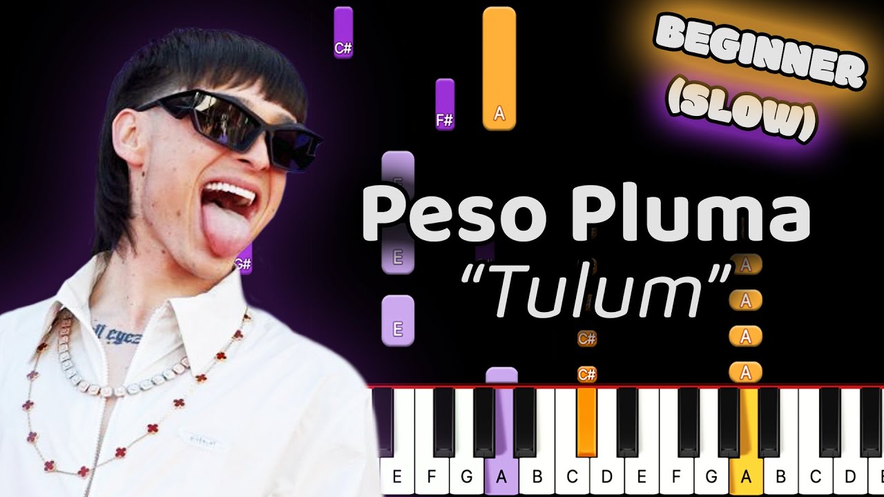 Peso Pluma Tulum Piano Tutorial! (Beginner) SLOW 50% Speed - YouTube