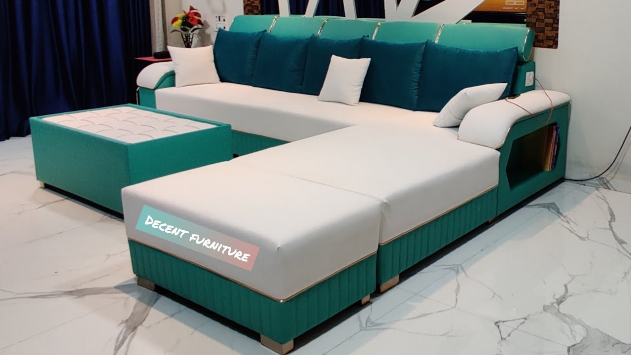 Modern living room L shape sofa set design by @DecentFurniture - YouTube