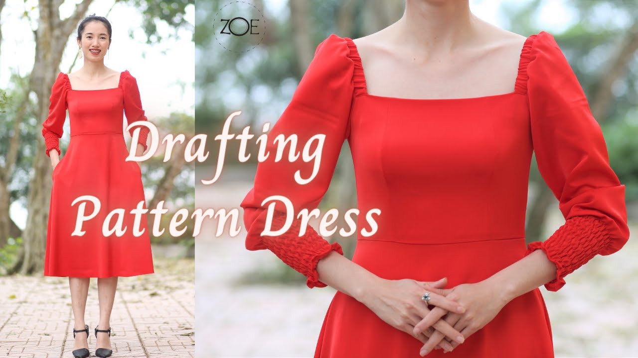 Drafting Pattern Dress from Basic Pattern | Zoe DIY - YouTube