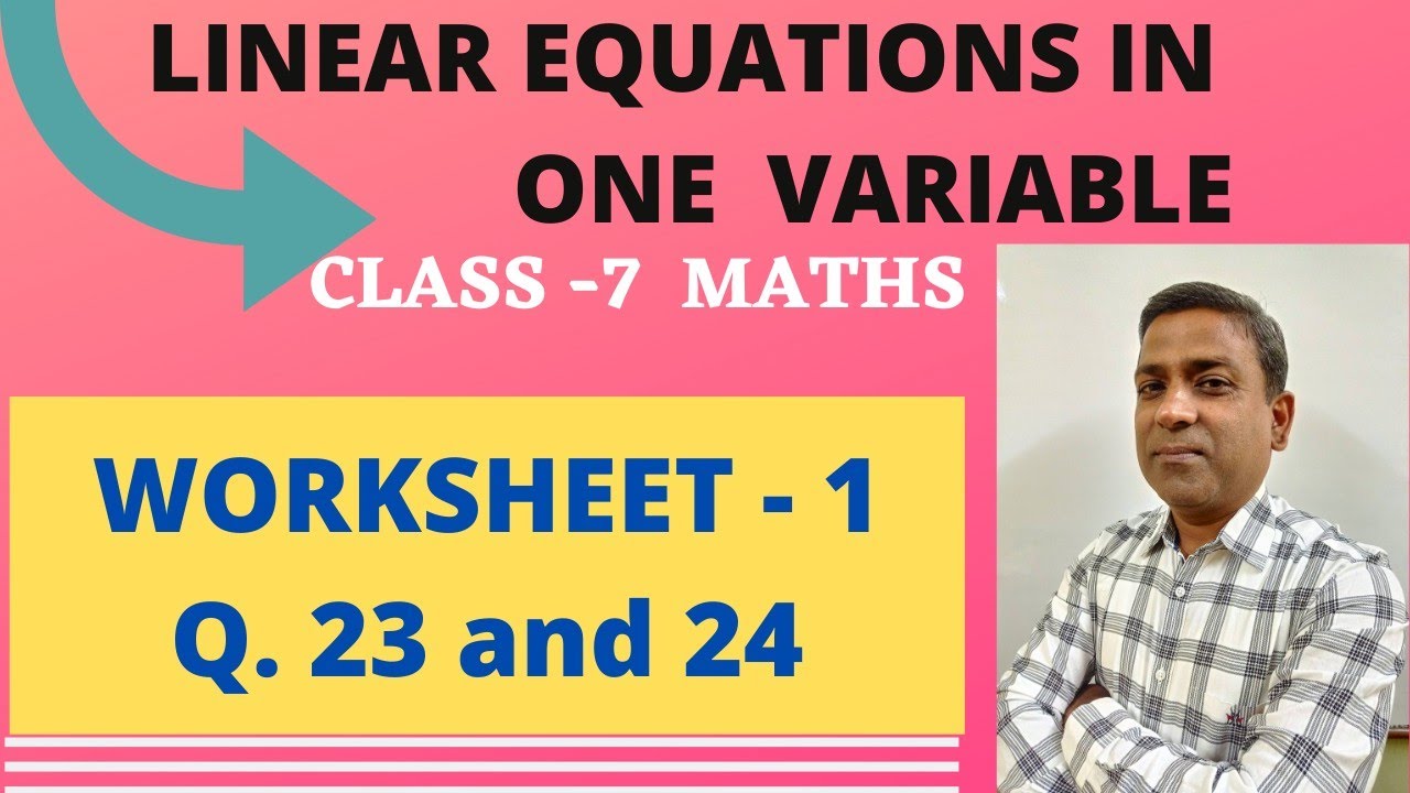 D.A.V. Maths | Linear equations in one variable | class 7 | Worksheet 1 ...