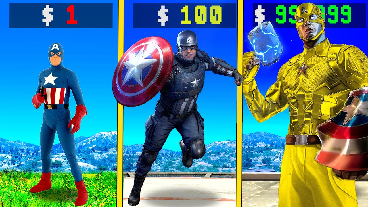 $1 CAPTAIN AMERICA to $1,000,000,000 in GTA 5 - YouTube
