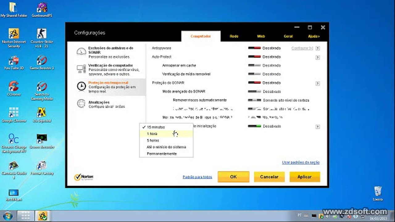 Como desativar o Anti virus Norton Internet Security windows 7 - YouTube