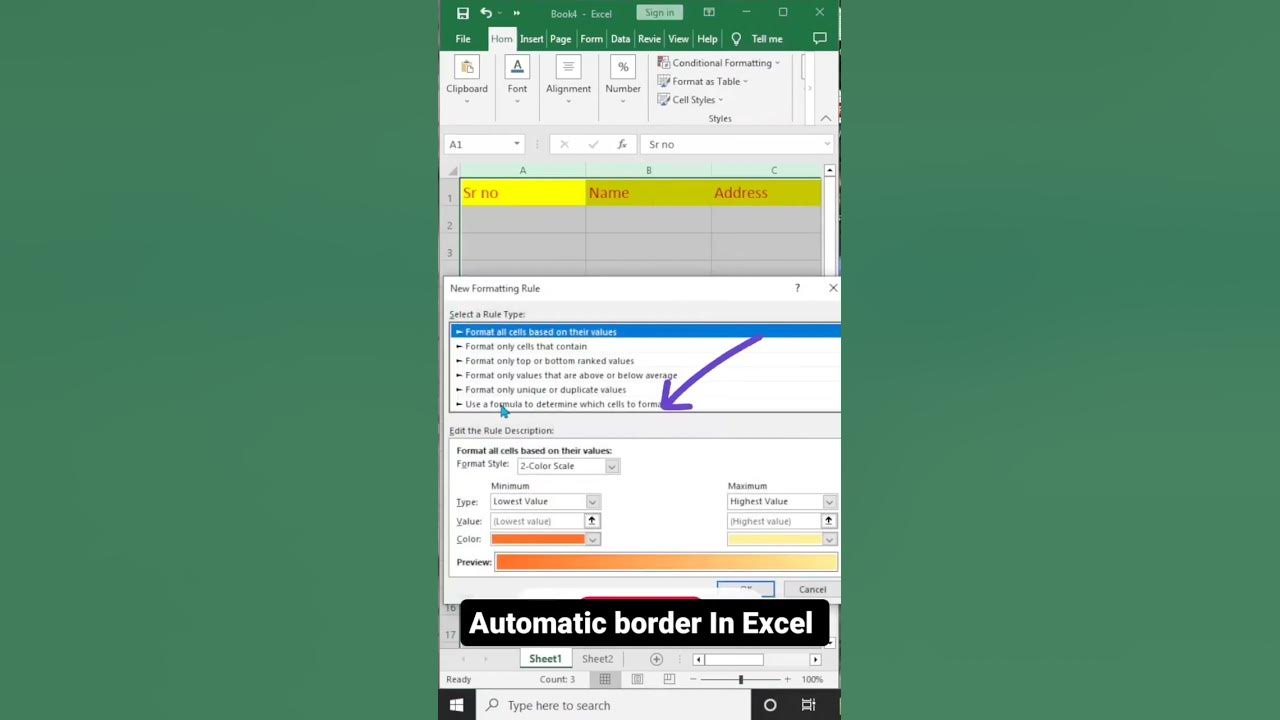 Excel sheet me automatic border lagana - YouTube