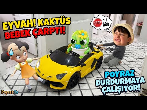 BEBEK KAKTÜS EVE GELDİ ! AKÜLÜ ARABAYI KULLANIRKEN ELA YA ÇARPTI ! POYRAZ YARDIM EDİYOR !