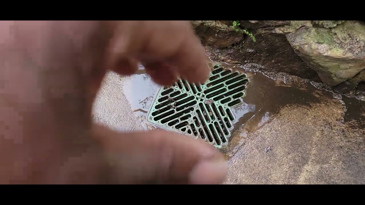 powerwashing patio after cleaning out Drains in sidewalk - YouTube