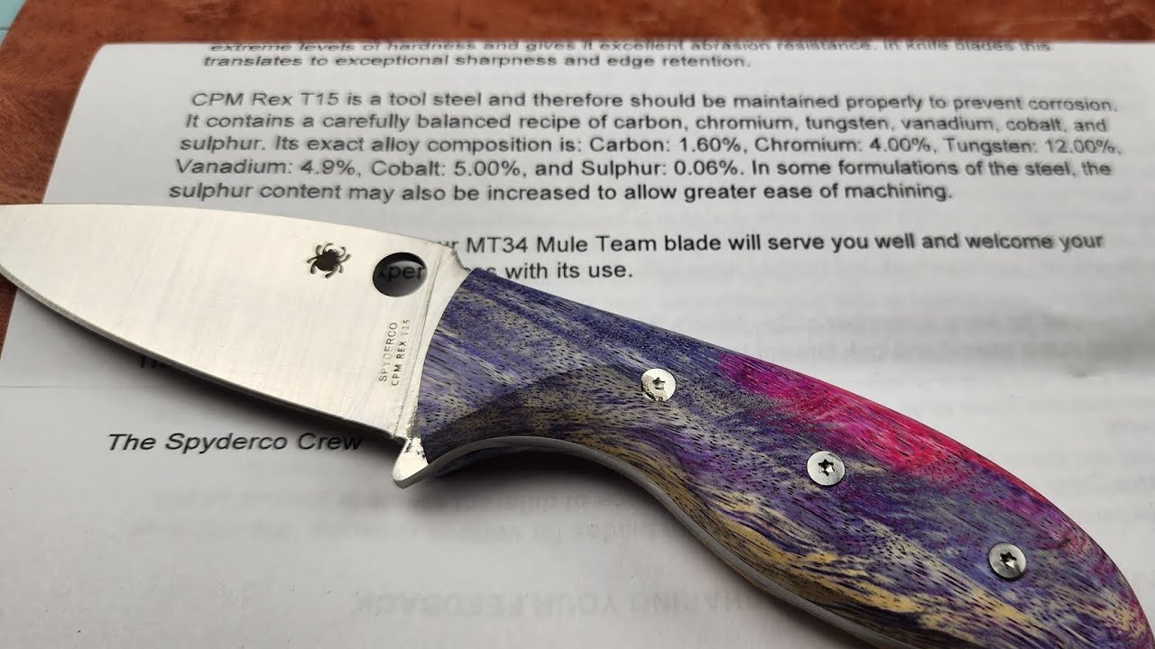 Spyderco Mule Team MT34P (Rex T15) - Tamarind Scales. - YouTube