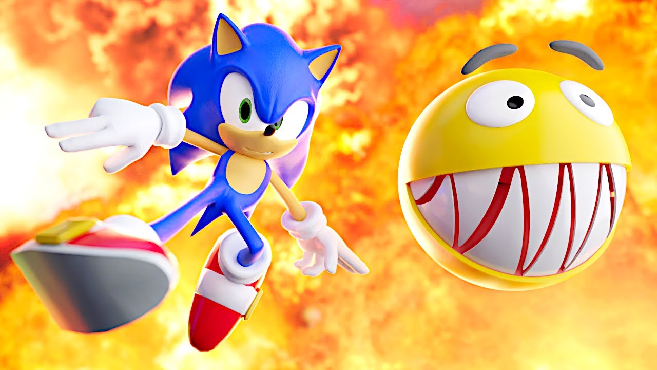 Pacman and Sonic vs Green Super Mario - YouTube