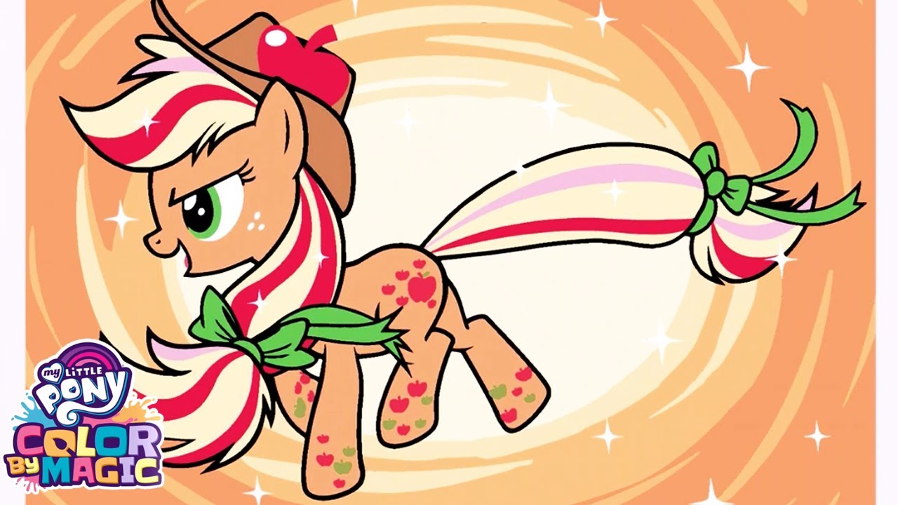 My Little Pony Color By Magic - Coloring Apple Jack and Her Family ...