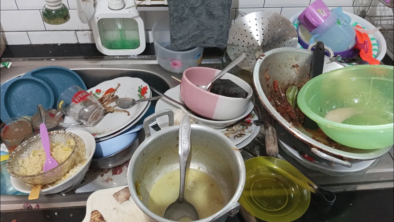 WASHING DISHES EXTREME || satisfying video cleaning messy kitchen ...