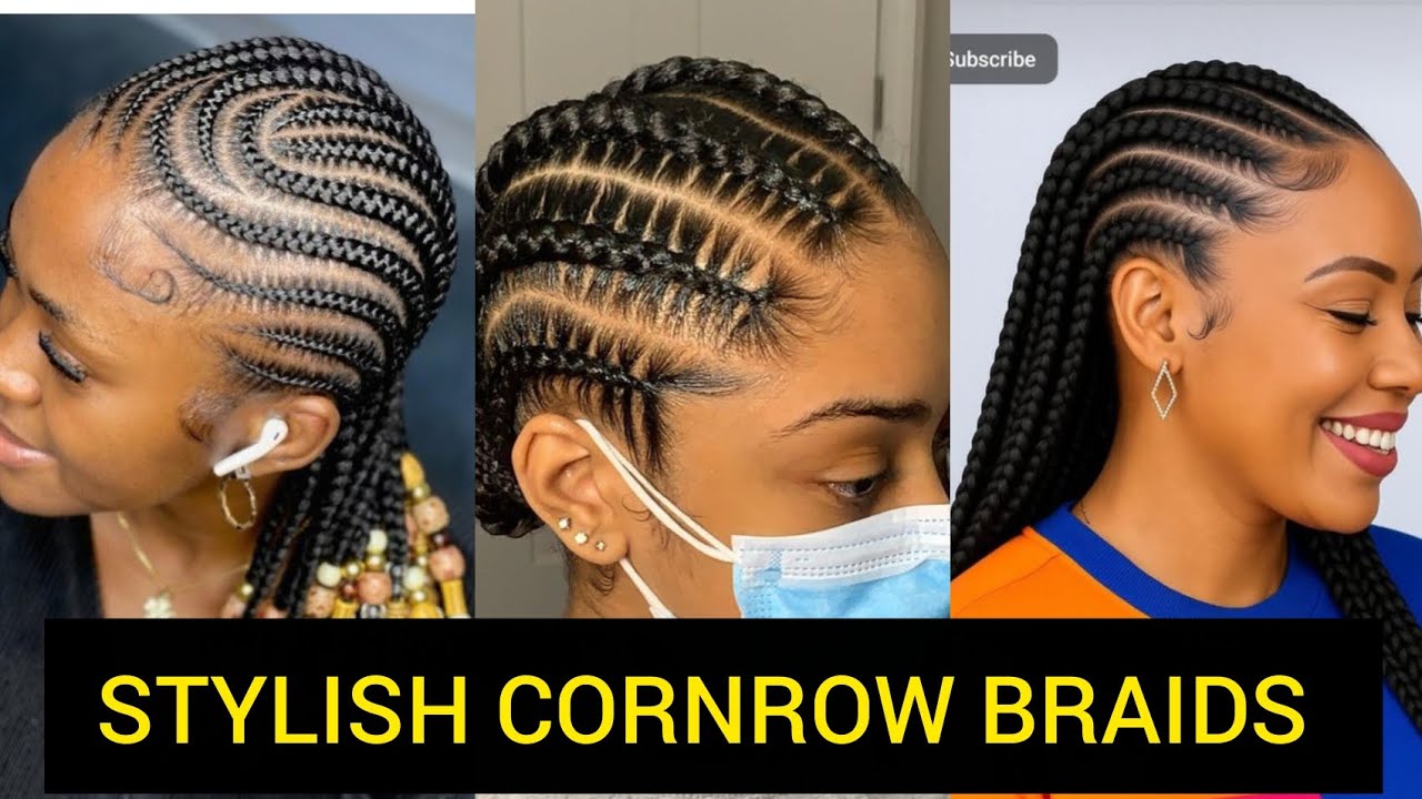 Elegant Straight Back Cornrow Braids | All back Cornrow Braids ...