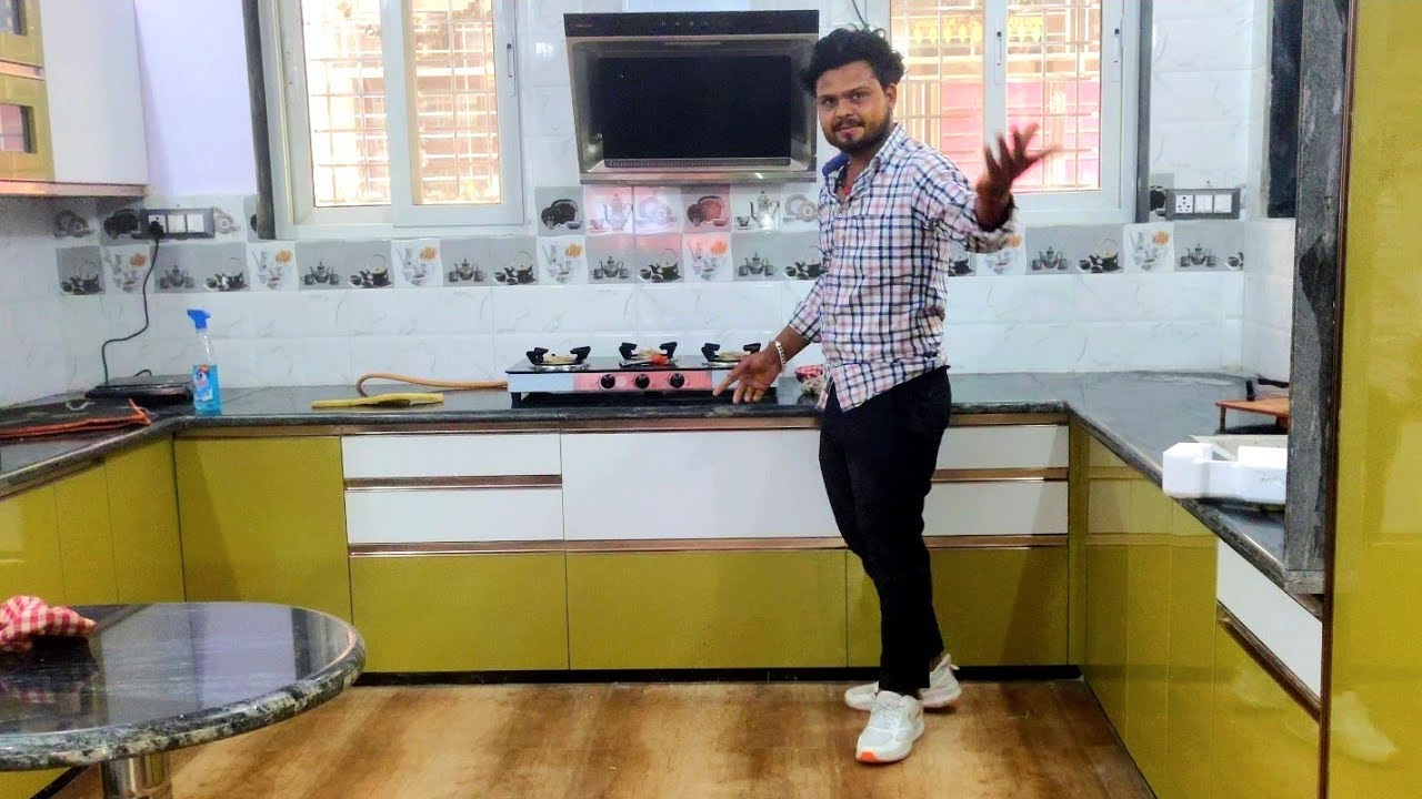 Modular kitchen ss basket trolley kitchen combination colour - YouTube