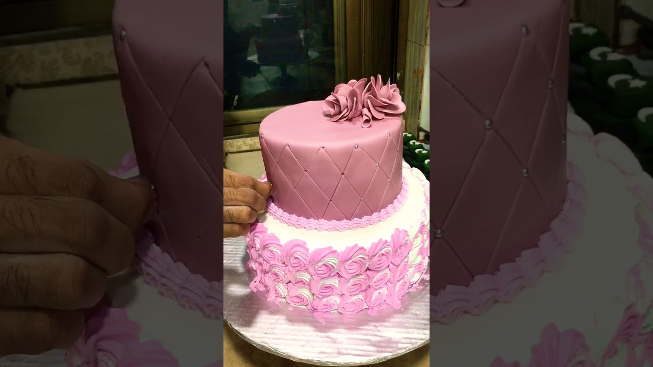 Two step cake design simple | fondant cake design | #cake - YouTube