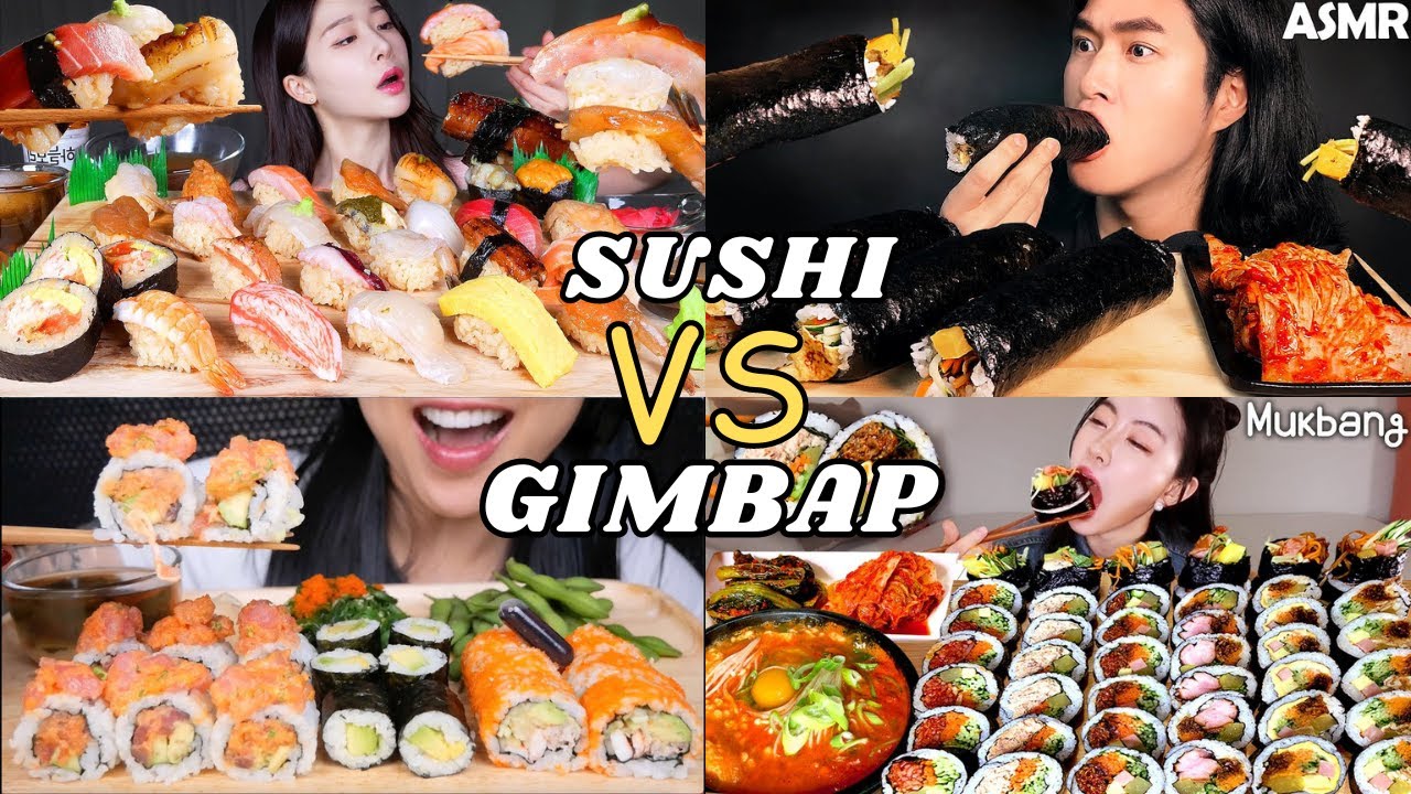 Sushi VS Gimbap Asmr compilation | Mukbang Bites - YouTube