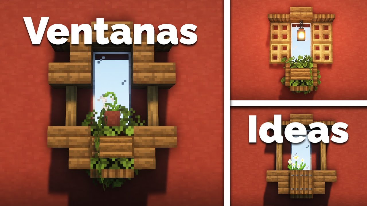 🪟 5 DISEÑOS SIMPLES de VENTANAS para MINECRAFT | TUTORIAL de DECORACION de VENTANAS para ...