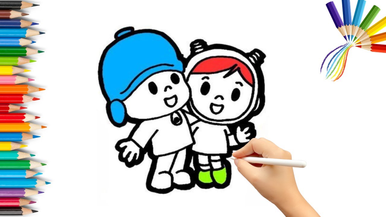 Pocoyo and Nina / drawing ,coloring and painting for kids/how to draw ...