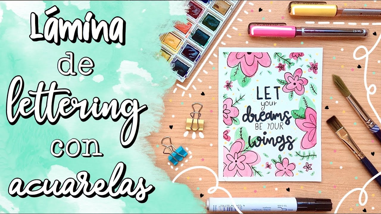 TUTORIAL: Lámina de lettering con acuarelas | Cookie Scrap - YouTube