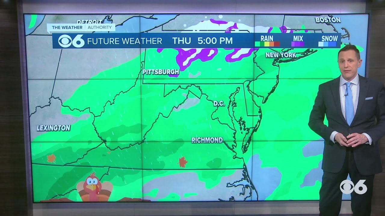 Thanksgiving forecast for Virginia; storm system could bring rain - YouTube