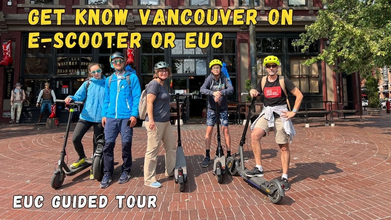 Electric unicycle (EUC) guided e-scooter loop tour in Vancouver - YouTube