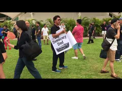 Silent protest at Hong Lim Park against reserved election - YouTube