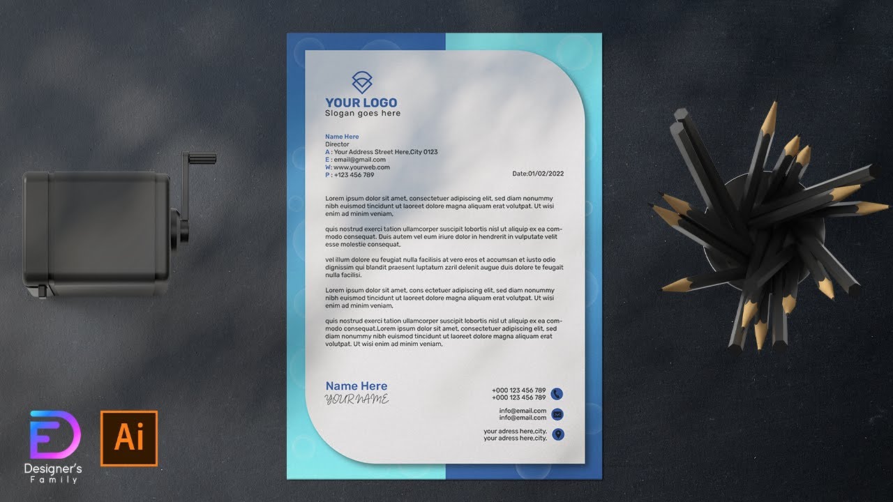 Letterhead Design in Illustrator CC | How to Design a Letterhead in ...