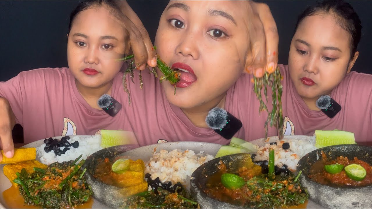 MUKBANG SAYUR PAKIS SAMBEL TEMPONG LAUK TAHU LALAP KABAU DAN TIMUN ...