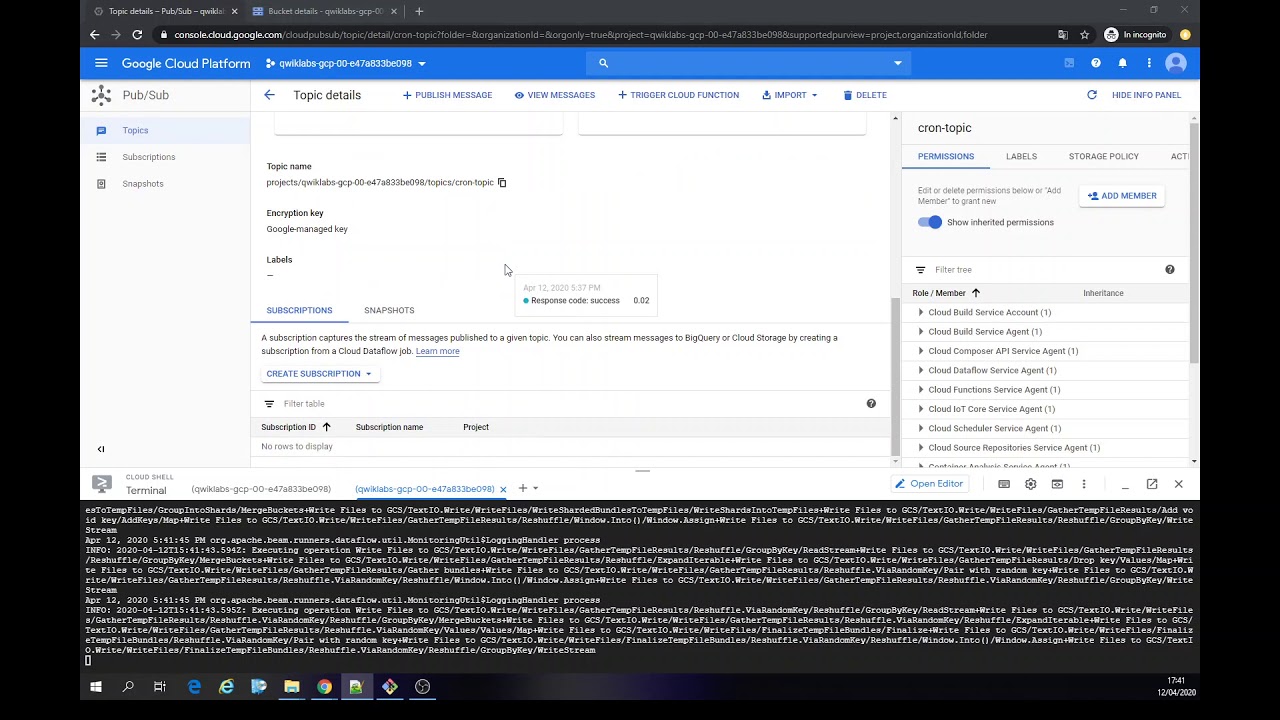 Google Cloud Platform: Gcloud Scheduler pushes messages to PubSub log on Storage - YouTube