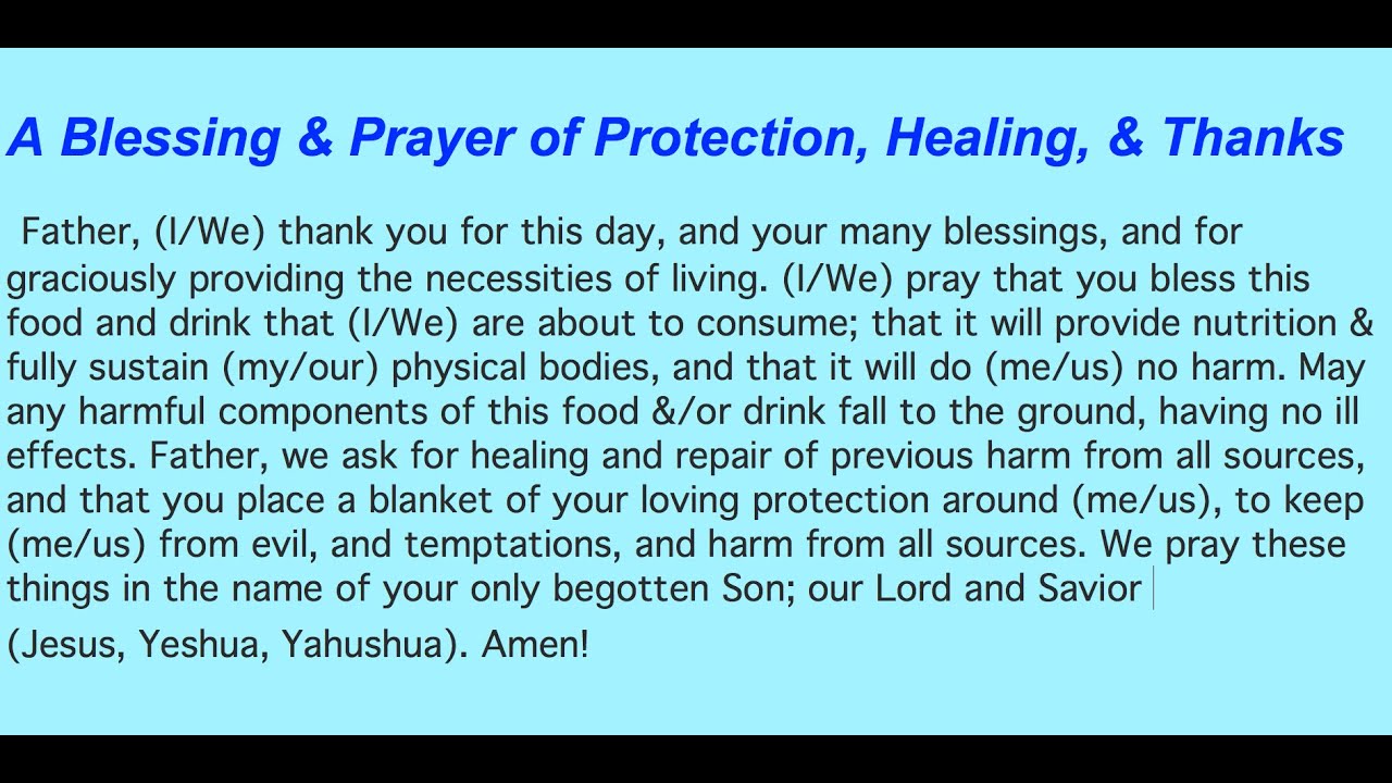 Simple Prayer for Health, Repair, Protection and Thanks - YouTube