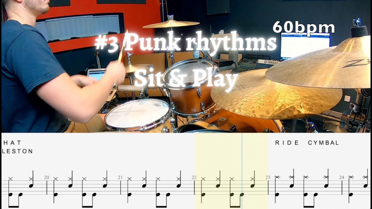 #3 Cours de batterie débutant - rythmes punk / Beginner drum lesson - punk rhythms - YouTube