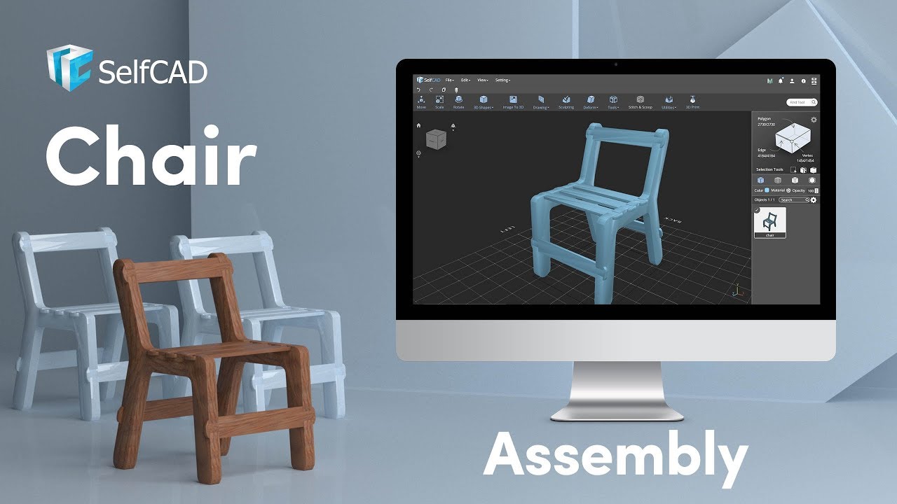 Designing a 3D Printable Chair in SelfCAD - Simple furniture 3D Design ...