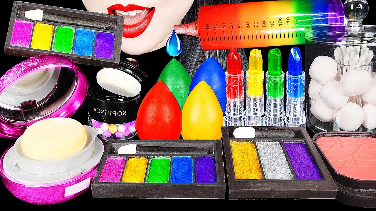 ASMR RAINBOW DESSERTS *EDIBLE MAKEUP, LIPSTICKS, EYESHADOW PALETTES ...