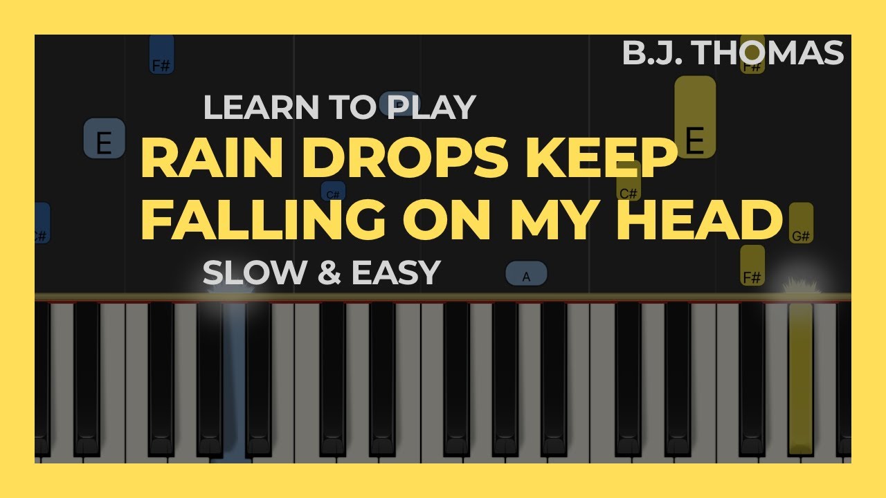RAIN DROPS keep falling on my head - B.J. Thomas | EASY piano tutorial | key of F for beginners ...