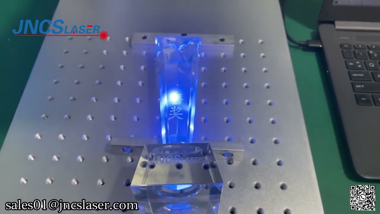 5W UV laser marking machine for marking crystal - YouTube