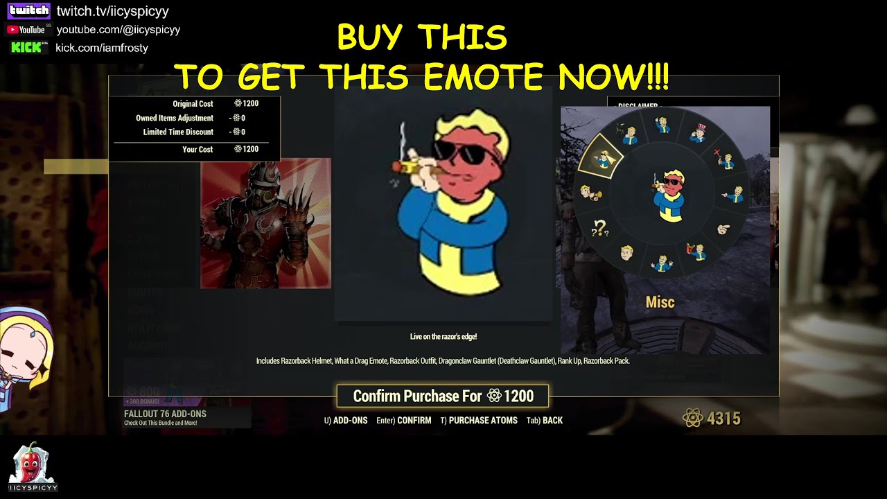 Fallout 76 | What a Drag Emote | Razor Sharp Bundle | Twitch iicyspicyy ...