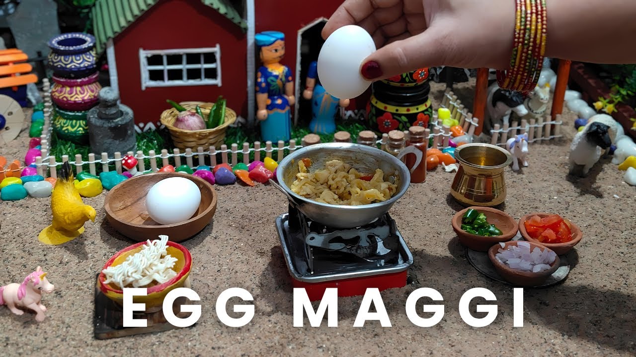 Mini Egg Bhurji Maggi | Anda Maggi | Egg Maggi | Miniature Cooking ...